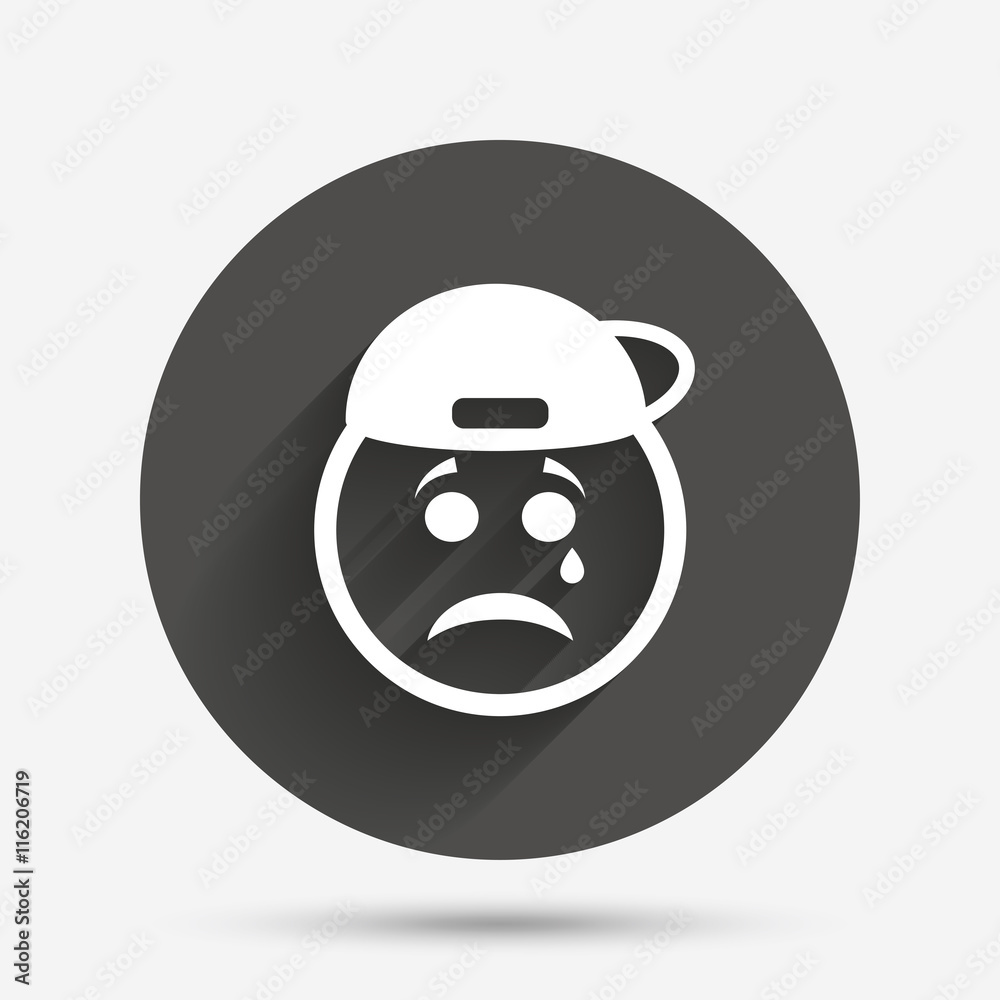 Sad rapper face with tear icon. Crying symbol. Stock Vector | Adobe Stock
