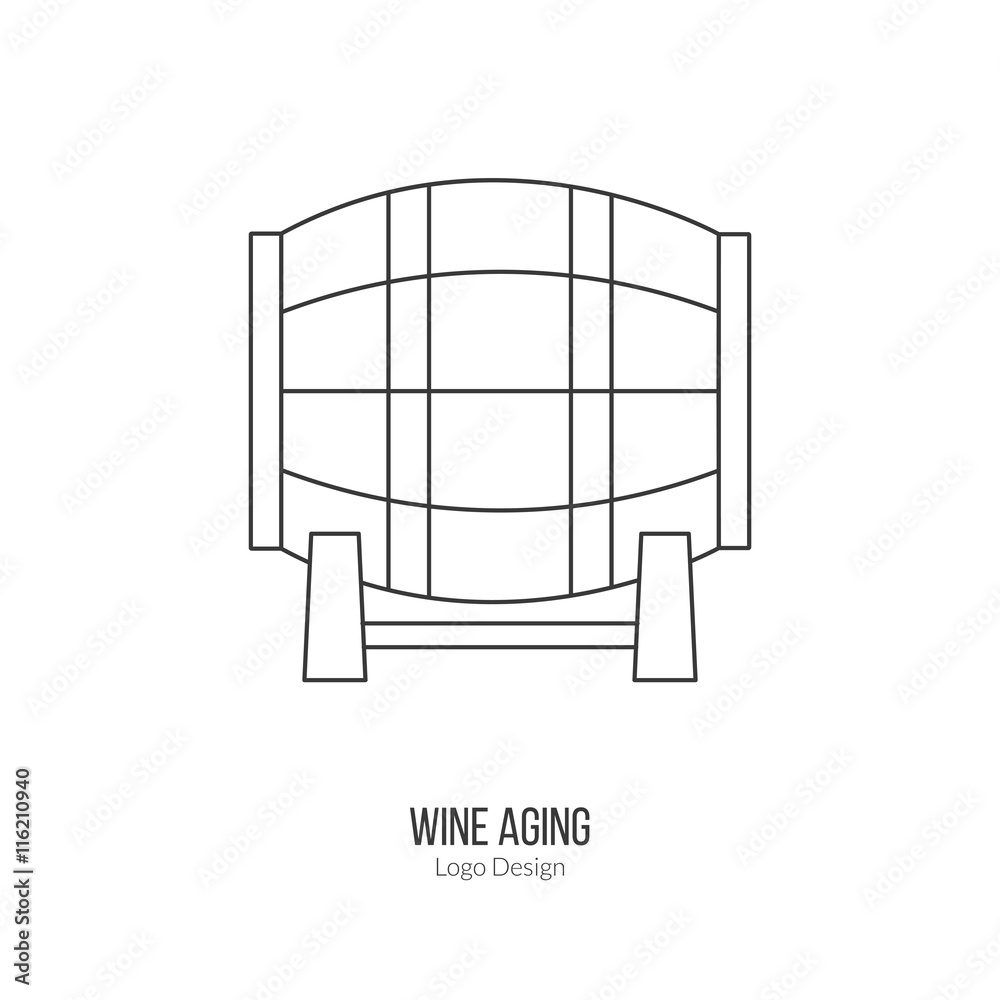 Oak wine barrel. Single logo in modern thin line style isolated on ...