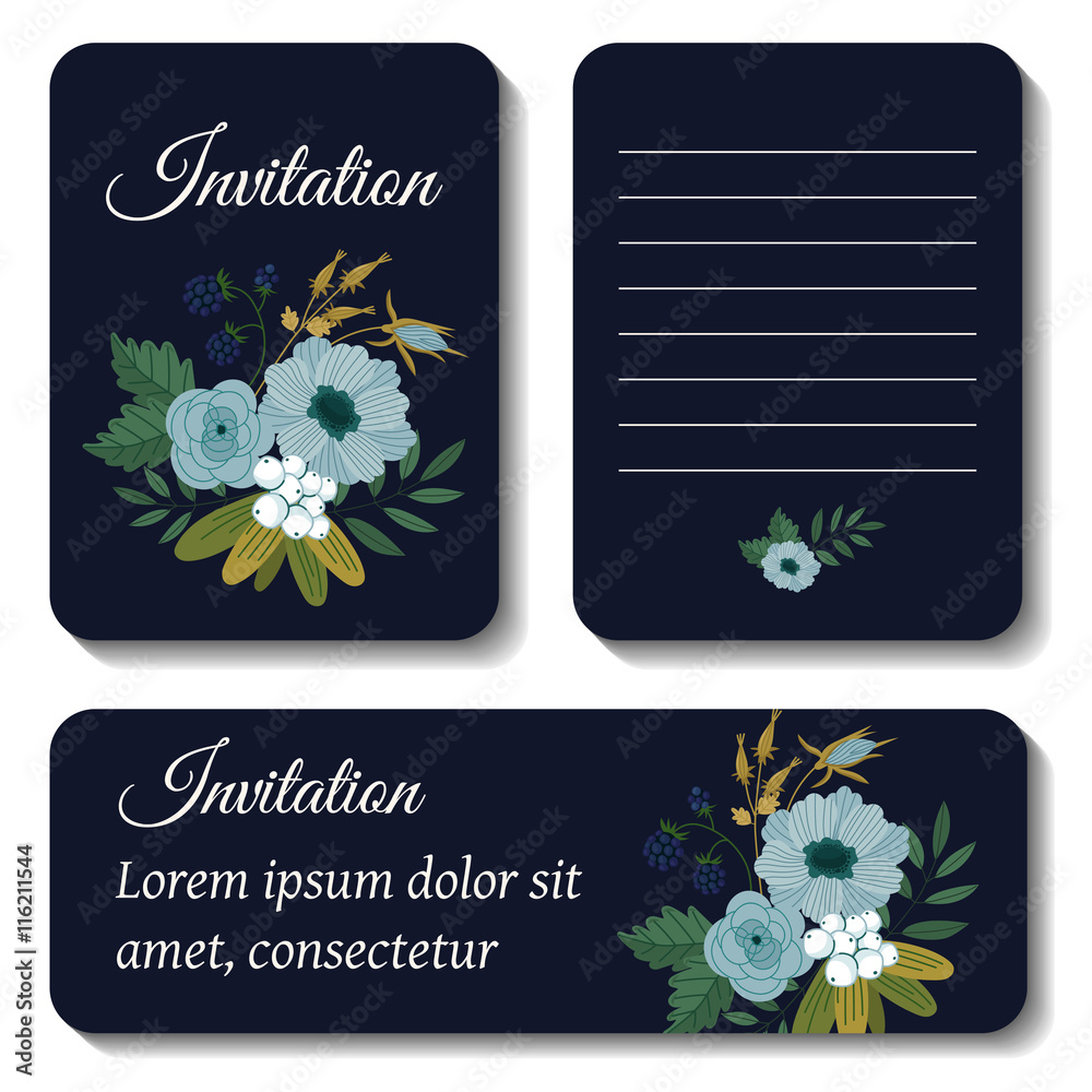 Cute invitation design template to celebration on card with flower ...