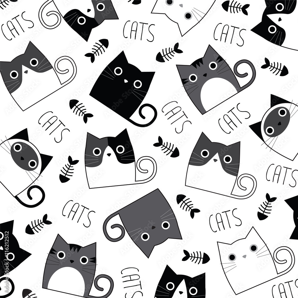 Wallpaper Cute Cats Stock Vector | Adobe Stock