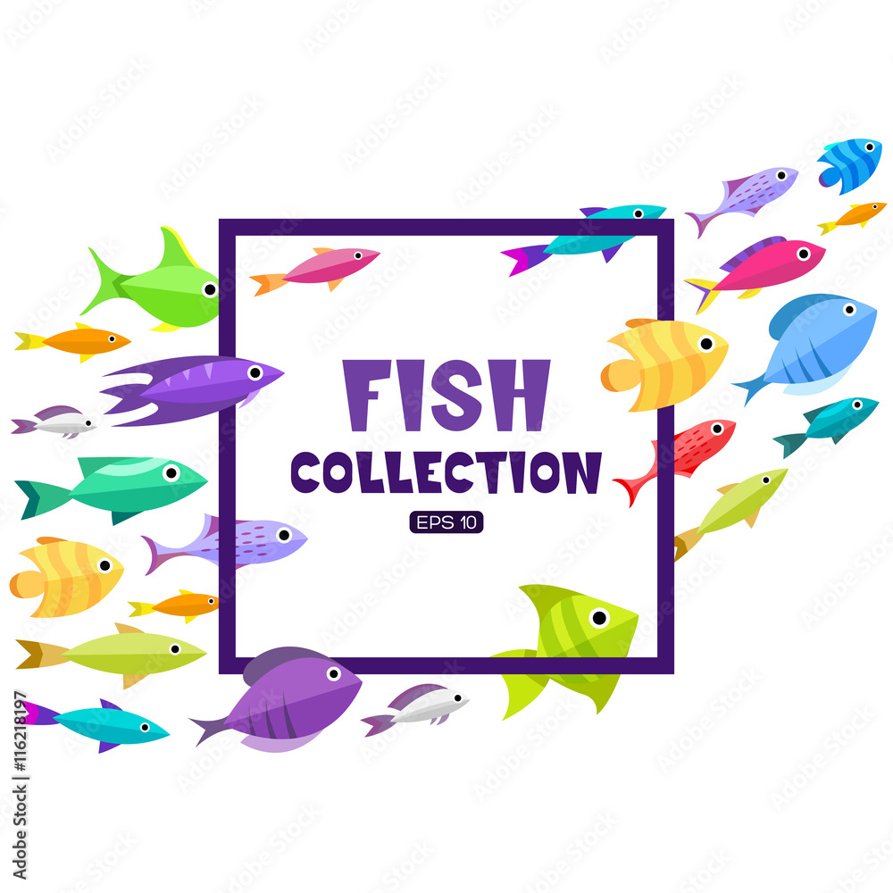 Cartoon fish collection background Stock Vector | Adobe Stock