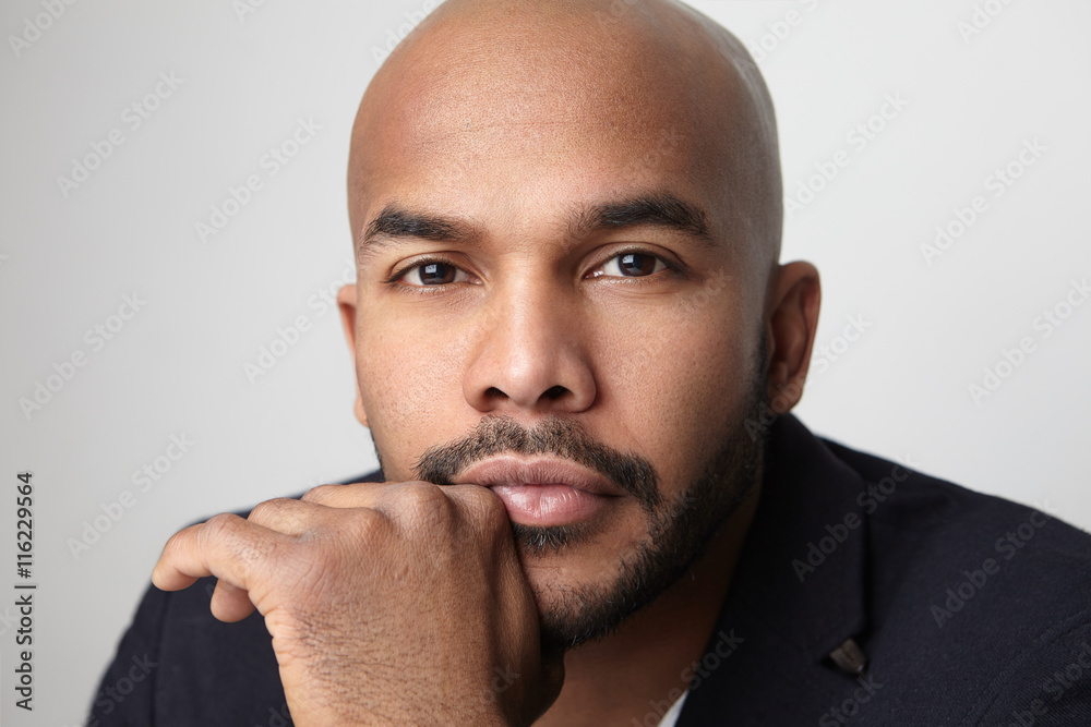 Close-up portrait of black man Stock Photo | Adobe Stock