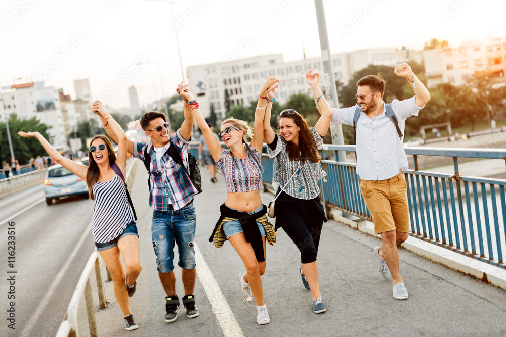 Happy young people having fun Stock Photo | Adobe Stock