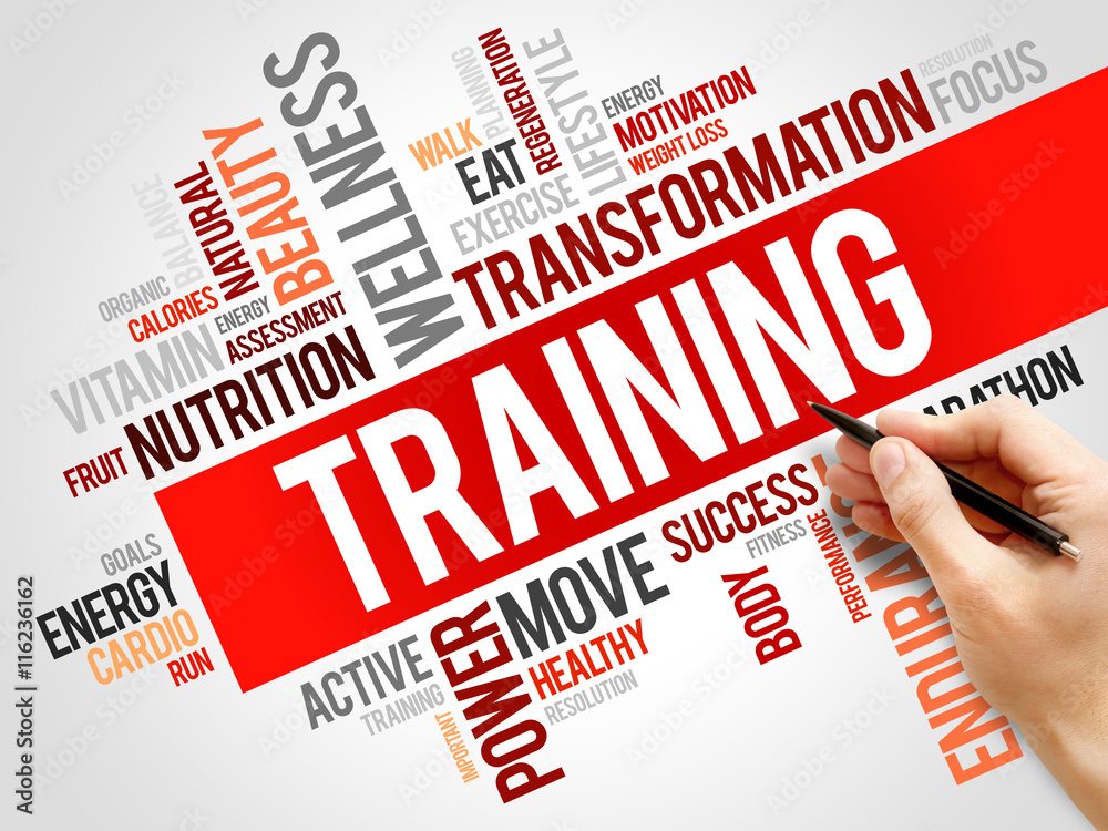 TRAINING word cloud background, health concept Stock Photo | Adobe Stock