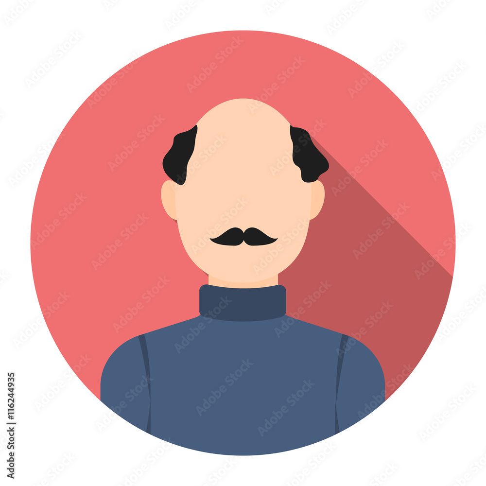 Bald head icon flat. Single avatar,peaople icon from the big avatar set ...