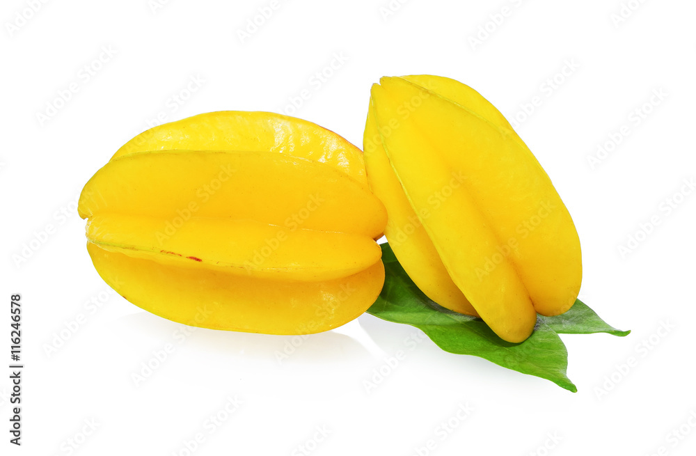 Star apple with leaves on white background Stock Photo | Adobe Stock