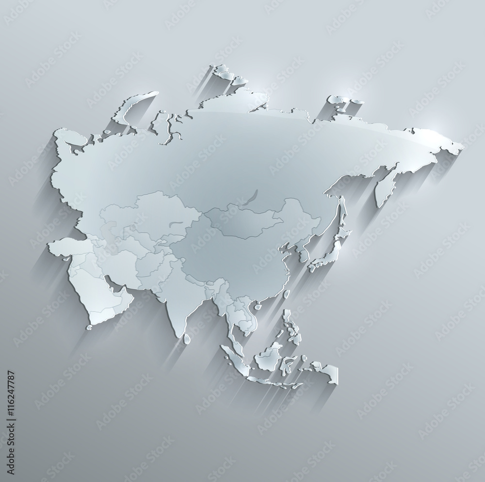 Asia political map vector individual states separate Stock Vector ...