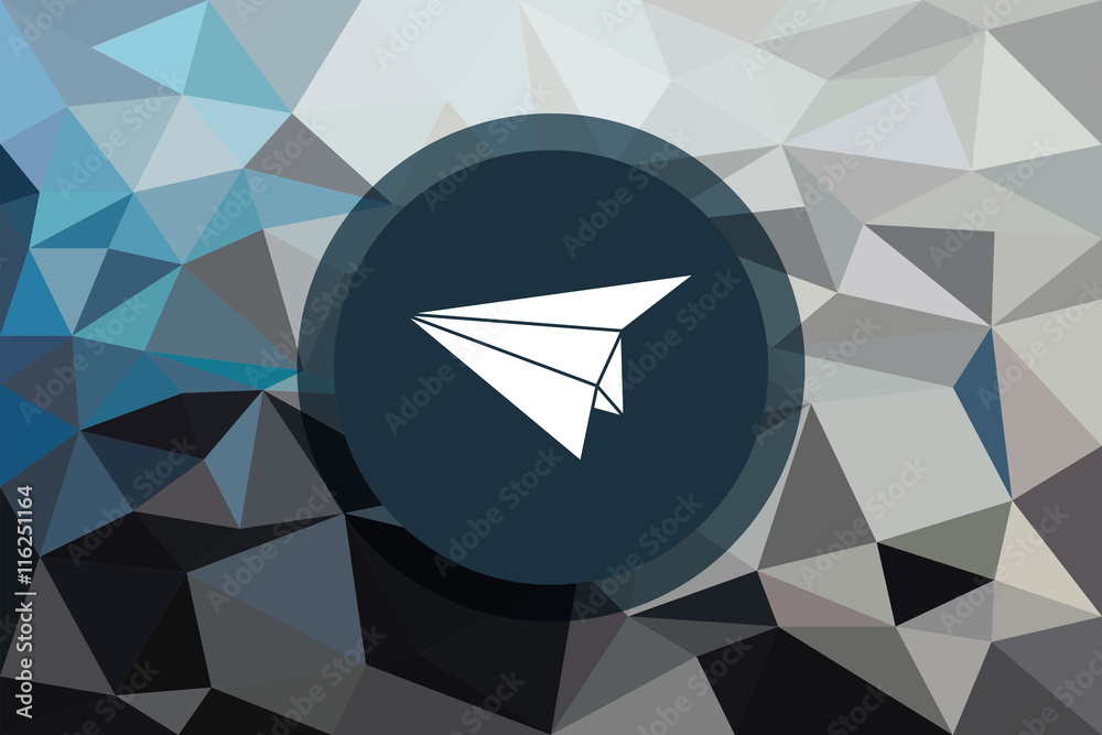 Gradient low poly background with paper airplane symbol. Stock Vector ...