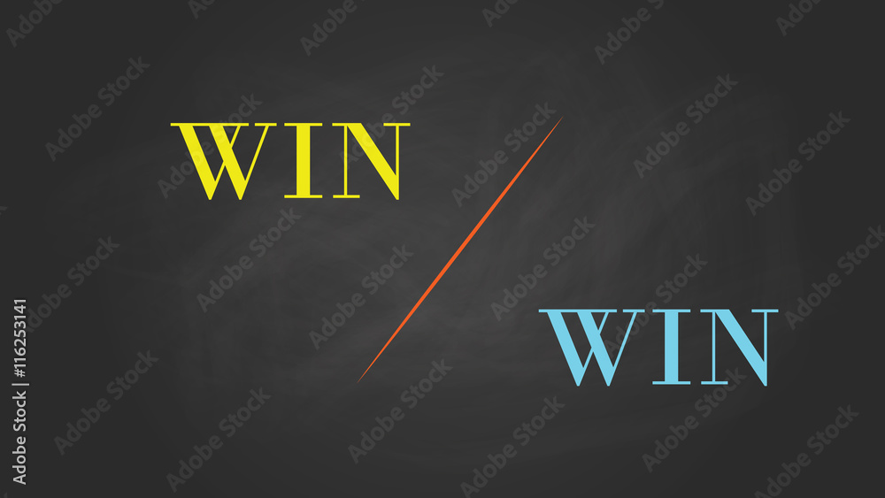 win win solution concept written on the text with blackboard and chalk ...