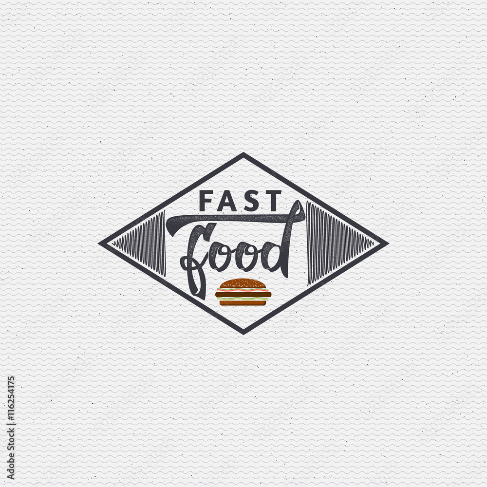 Fast food - labels, stickers, hand lettering, was written with the help ...