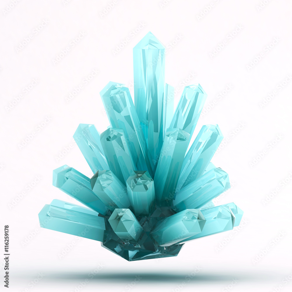 Cyan Crystal isolated on white background ,3d Stock Illustration ...