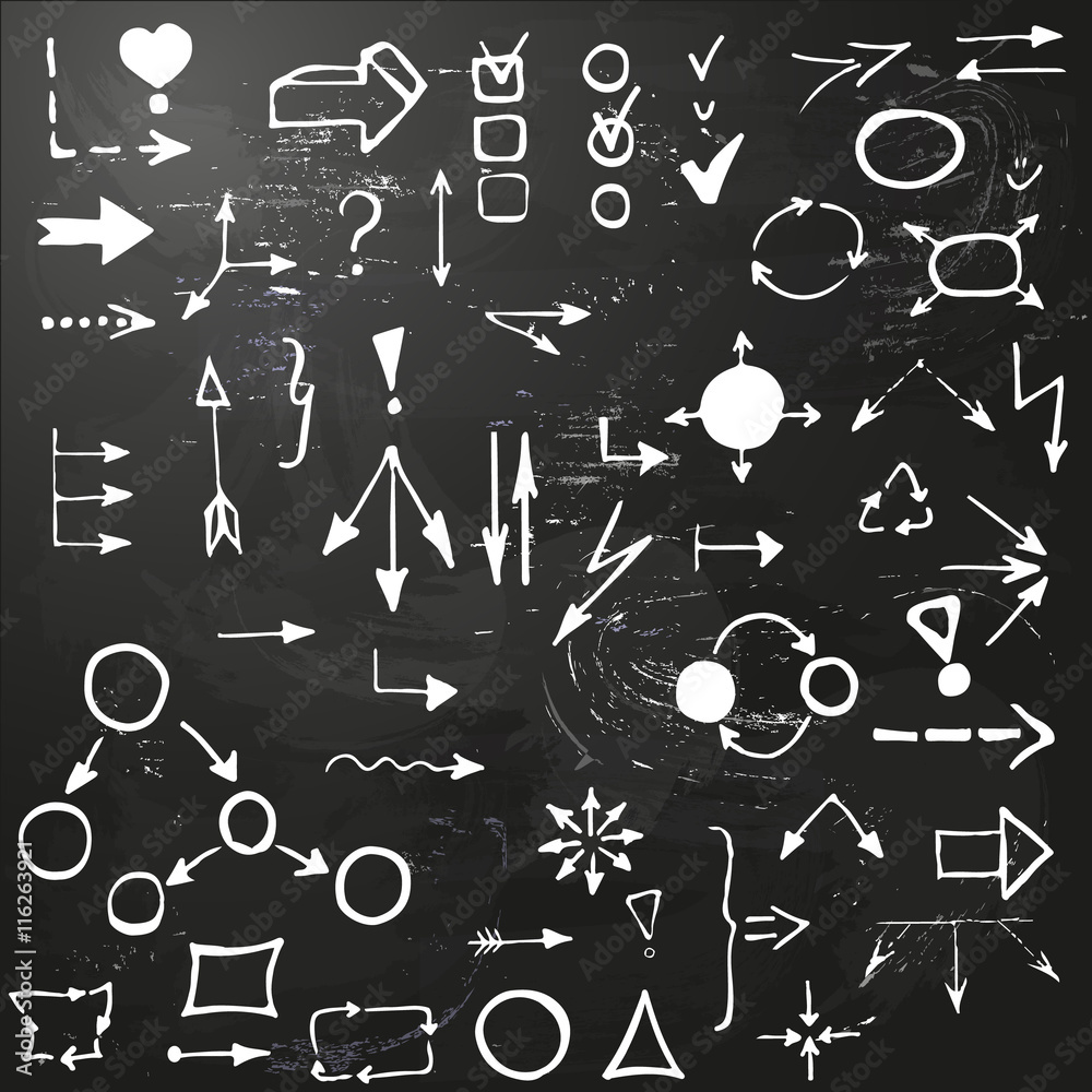 set of hand drawing business diagram (network). Collection of different ...