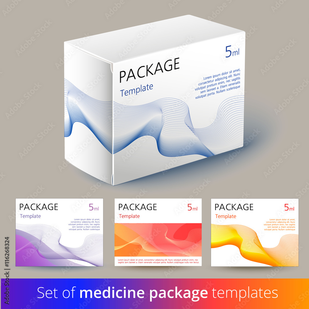 Set of medicine package design with 3d-template. Stock Vector | Adobe Stock