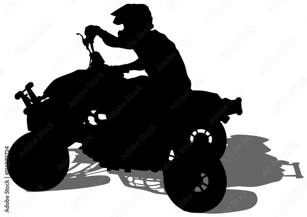 Silhouettes athletes ATV during races on white background Stock Vector ...