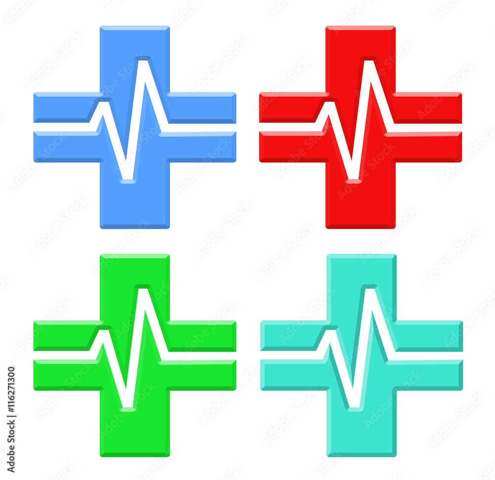 Medical cross symbol with heartbeat (ECG) - medical logo Stock ...