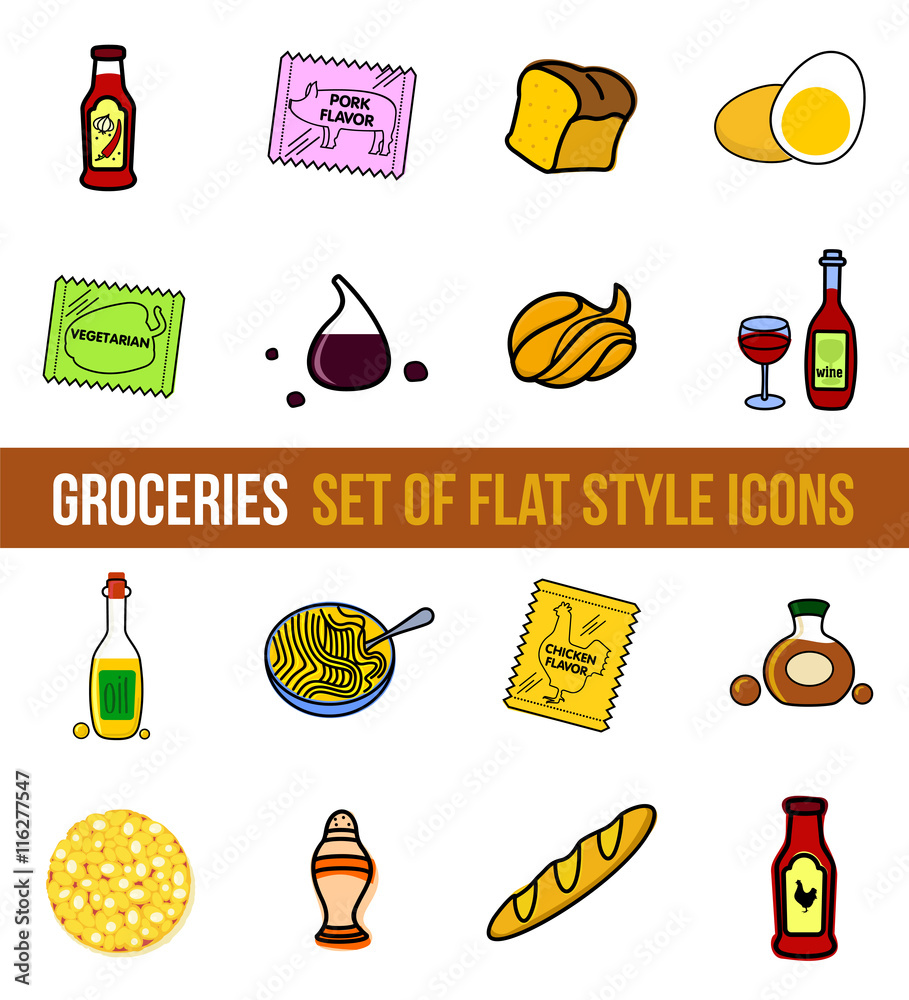 Vector set of grocery food Stock Vector | Adobe Stock