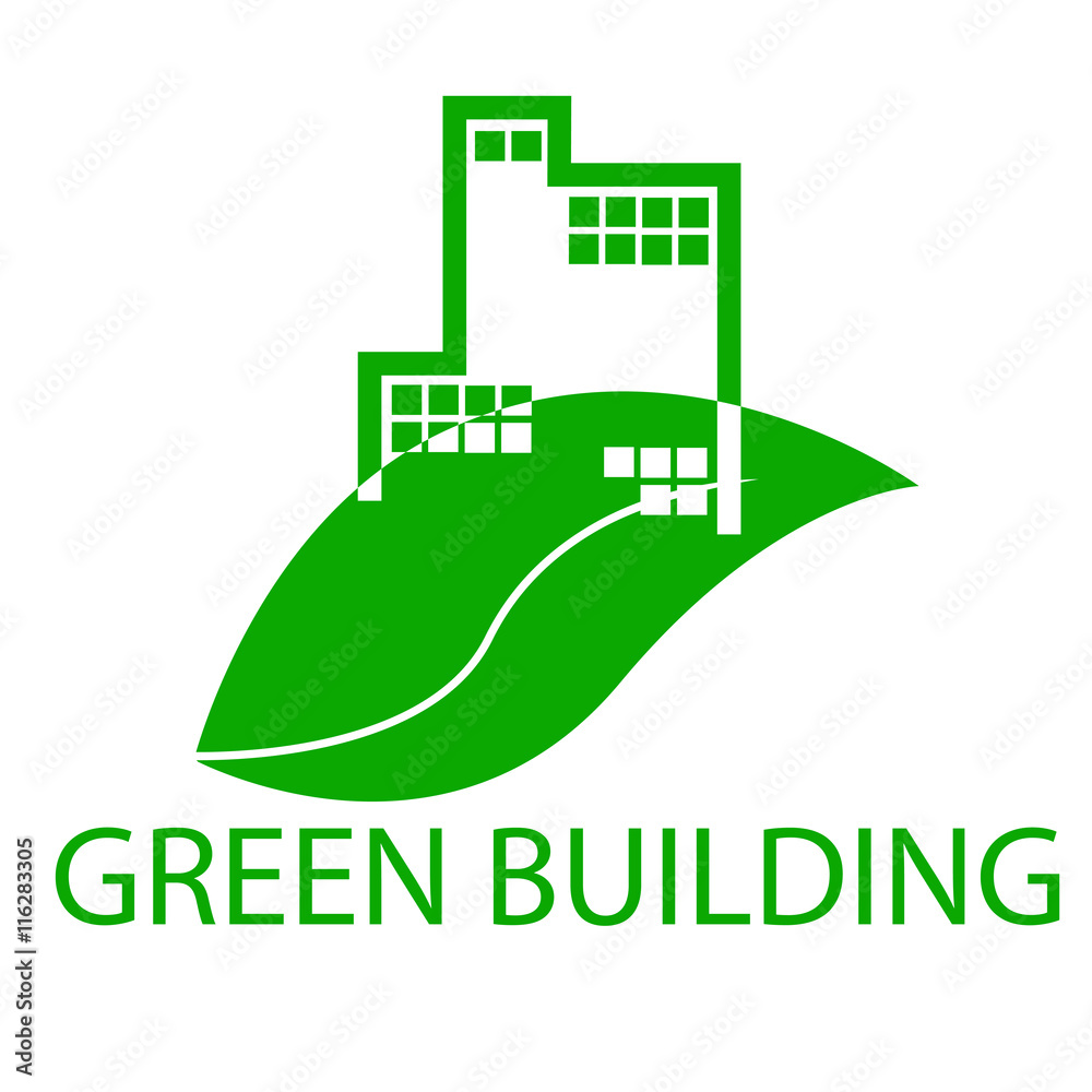 Symbol of Green Building, isolated on white background Stock ...