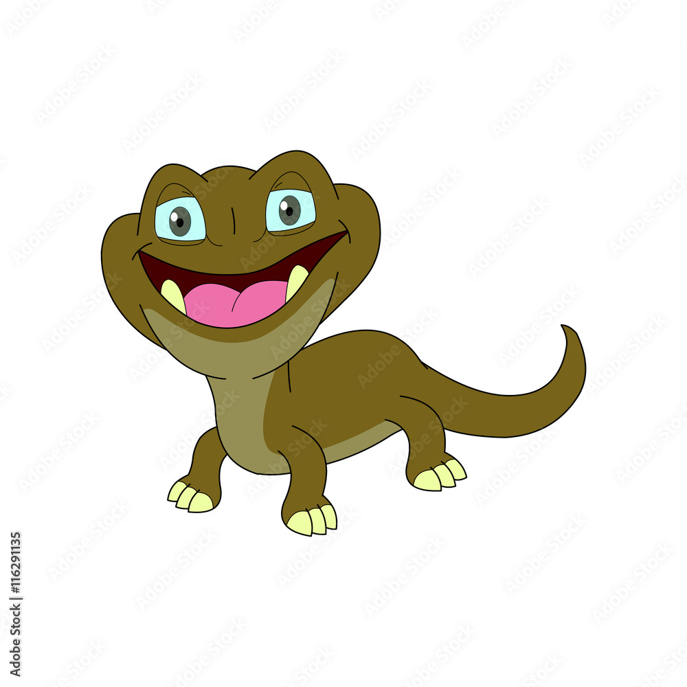 Lizard Cartoon With Front View and Smile Expression Stock Vector ...