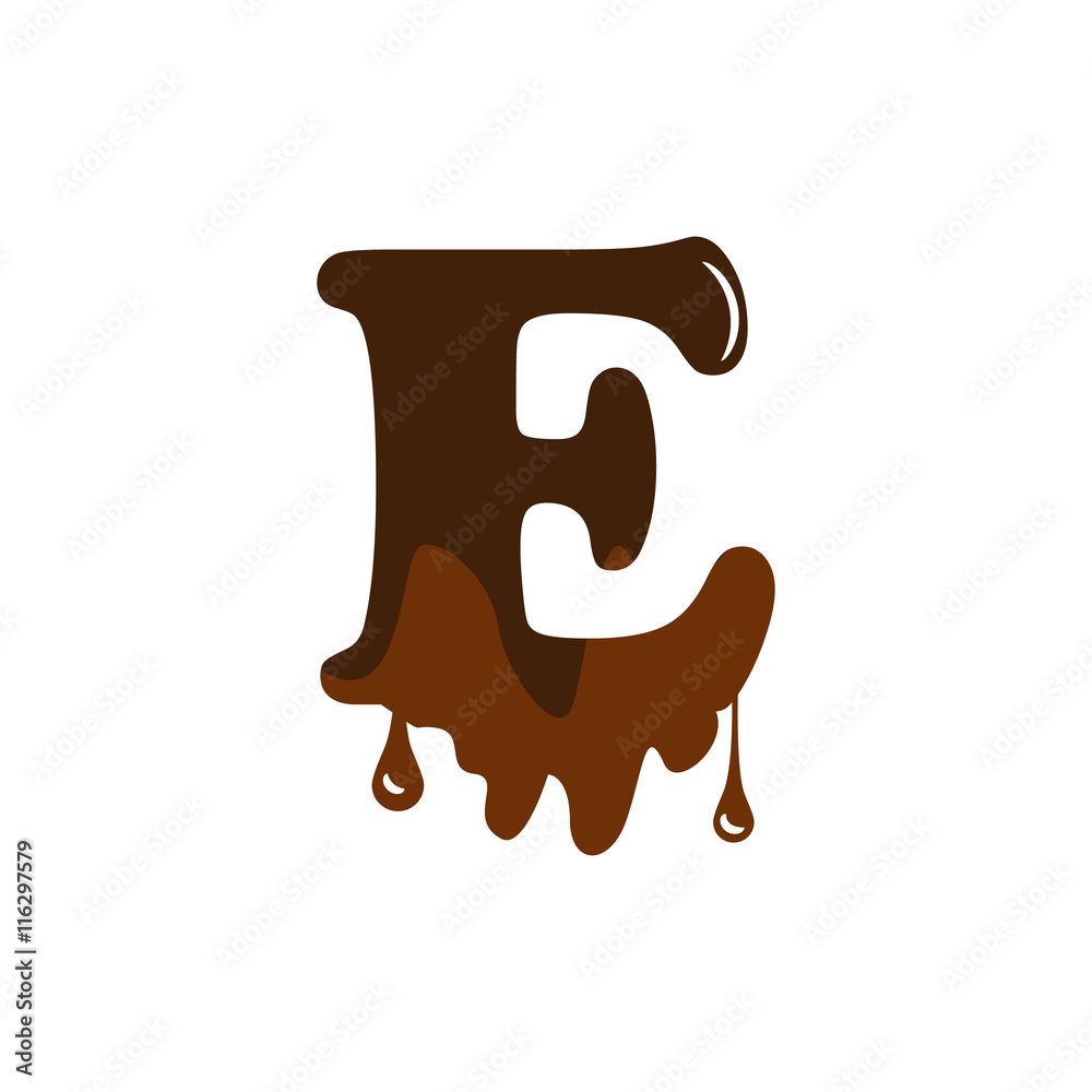 Melted chocolate alphabet over white background vector icon Stock ...