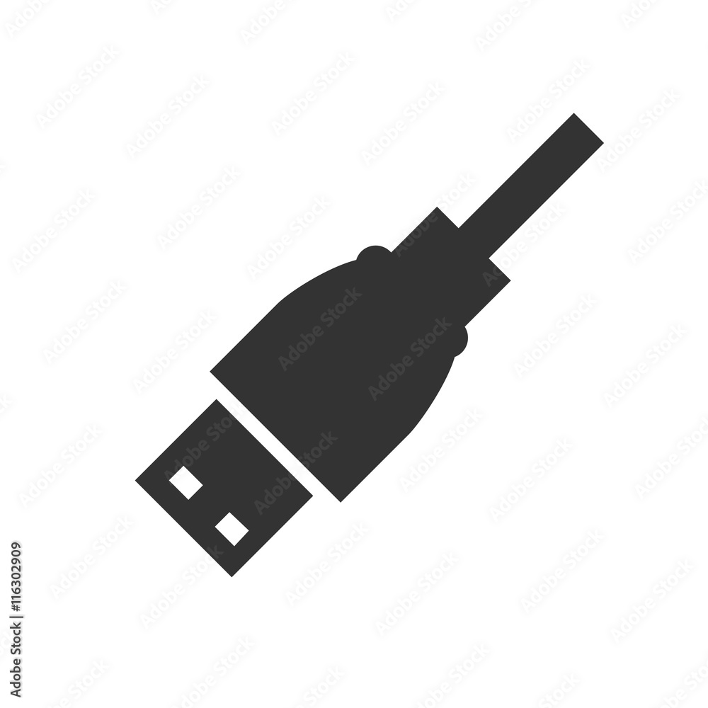 Usb plug icon. Simple flat logo of usb plug on white background. Vector ...