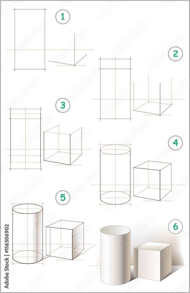 Page shows how to learn step by step to draw a still life with cylinder ...