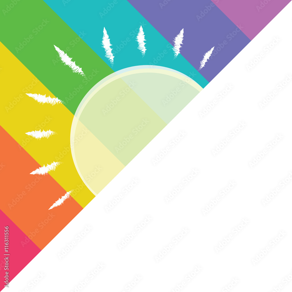 Sun icon abstract on colors of the rainbow background. Border design ...