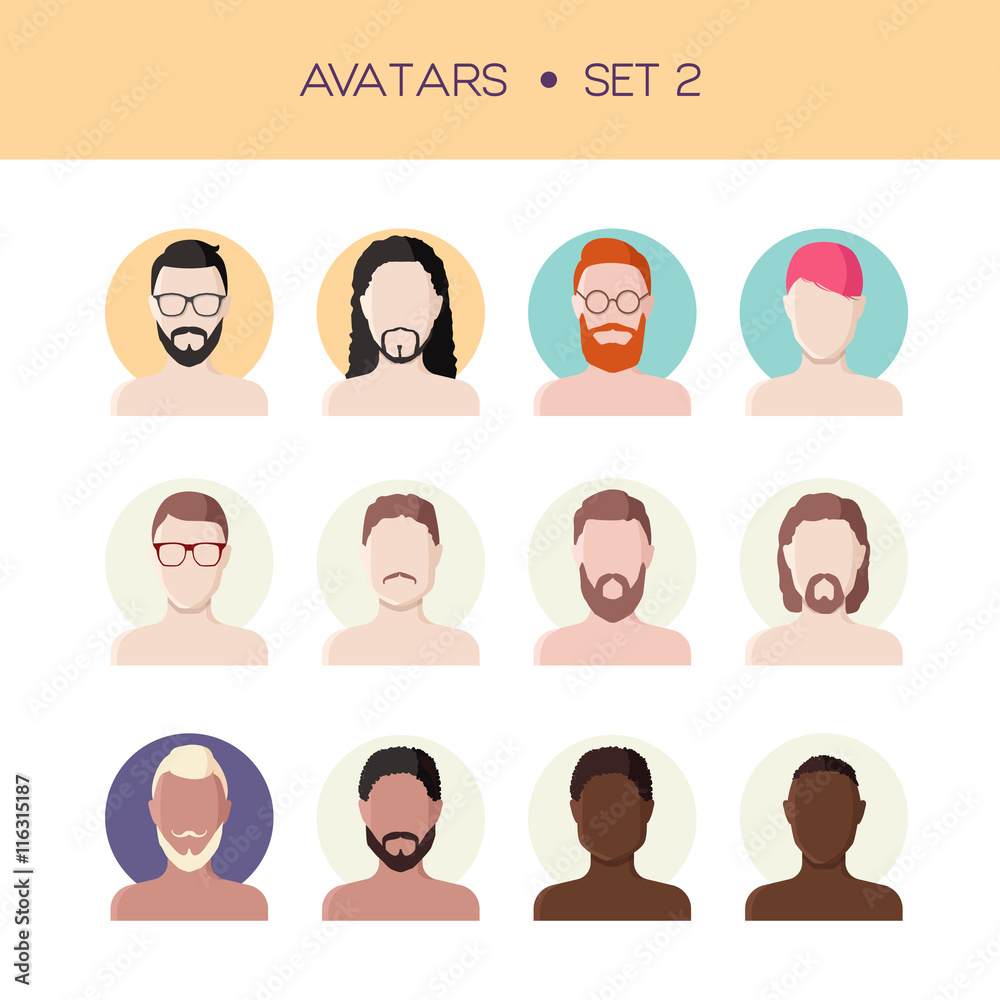 Man face avatars set Stock Vector | Adobe Stock
