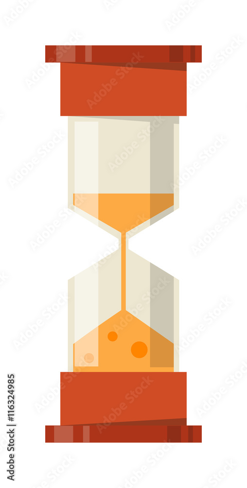 Transparent sandglass icon, time hourglass, sand clock flat design history second old object ...