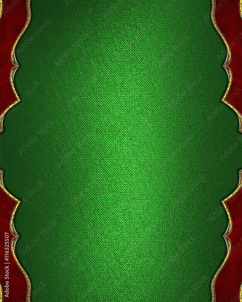 Green background with red decorations. Template for design. copy space ...