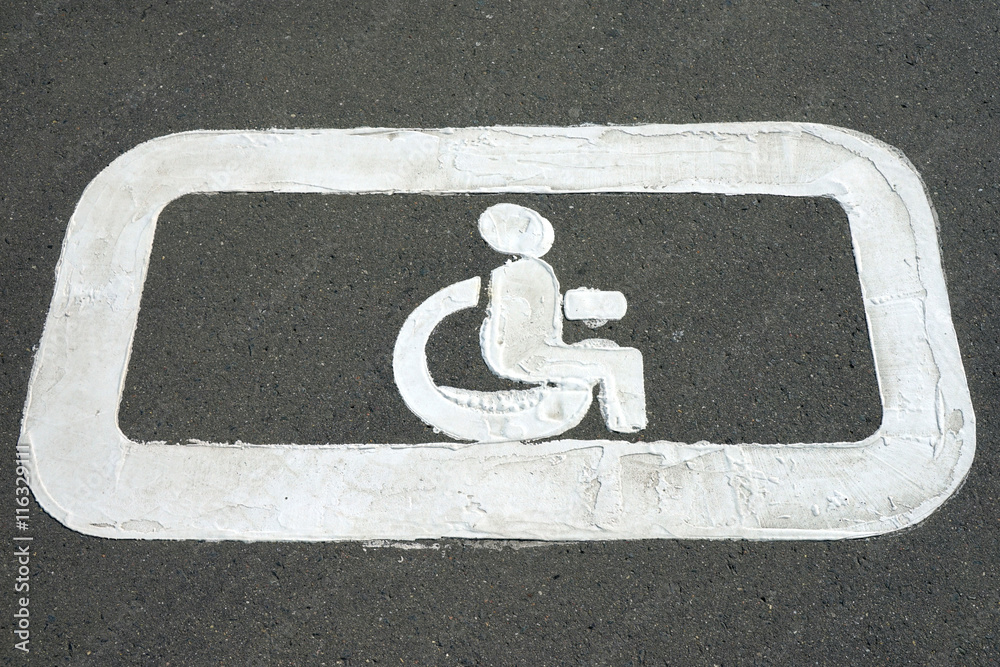 Road markings for the disabled. Sign for disabled parking. Stock Photo ...
