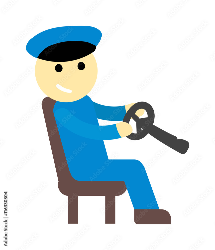 Driver man cute funny cartoon man. Profession driver automobile kid ...