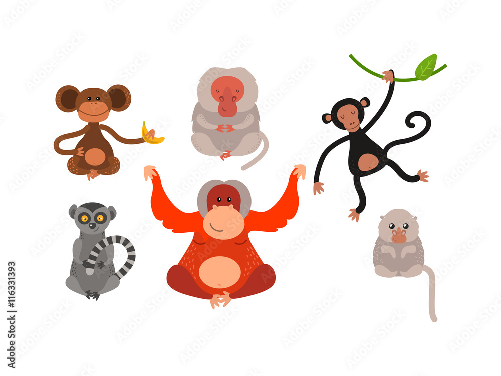 Cartoon monkey vector illustration. Monkey animal and jungle cartoon ...