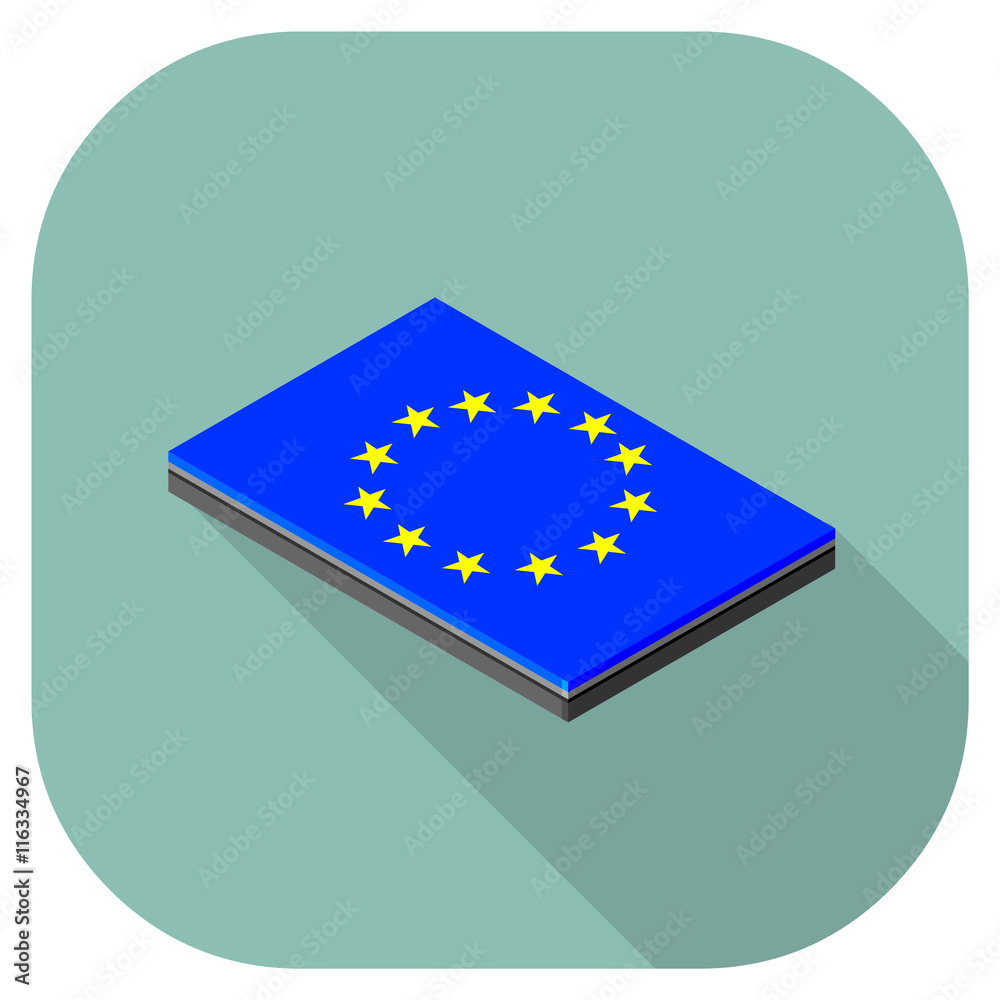 Vector isometric illustration of an EU Flag flat icon EU Isometric Tile ...