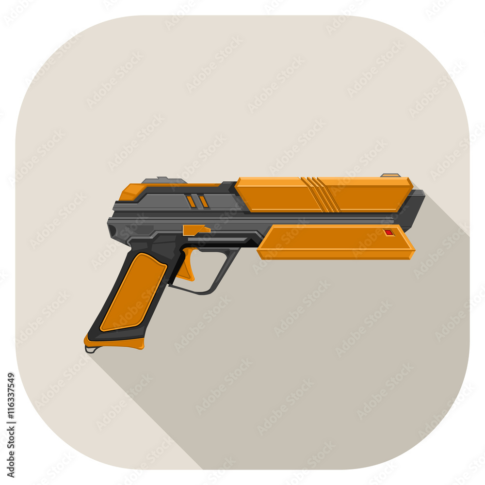 Vector illustration of Futuristic laser gun. Laser Pistol Flat Icon ...