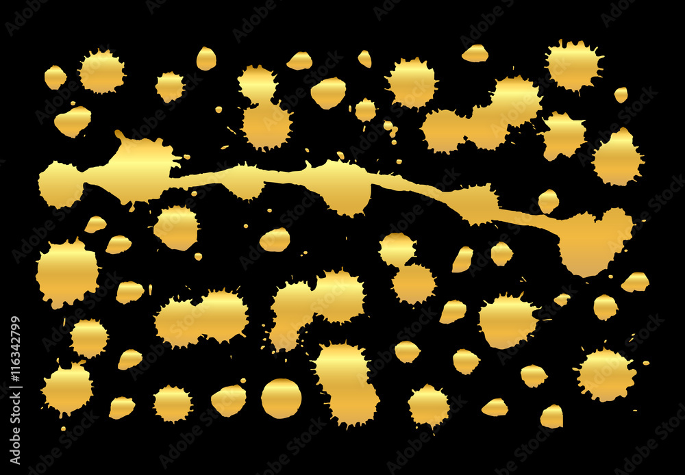 Set of gold spots isolated on black Stock Illustration | Adobe Stock