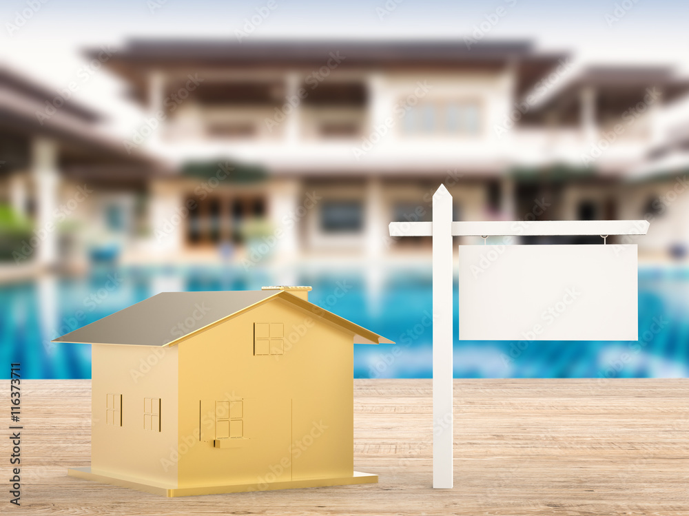 blank sign with exterior house background Stock Photo | Adobe Stock