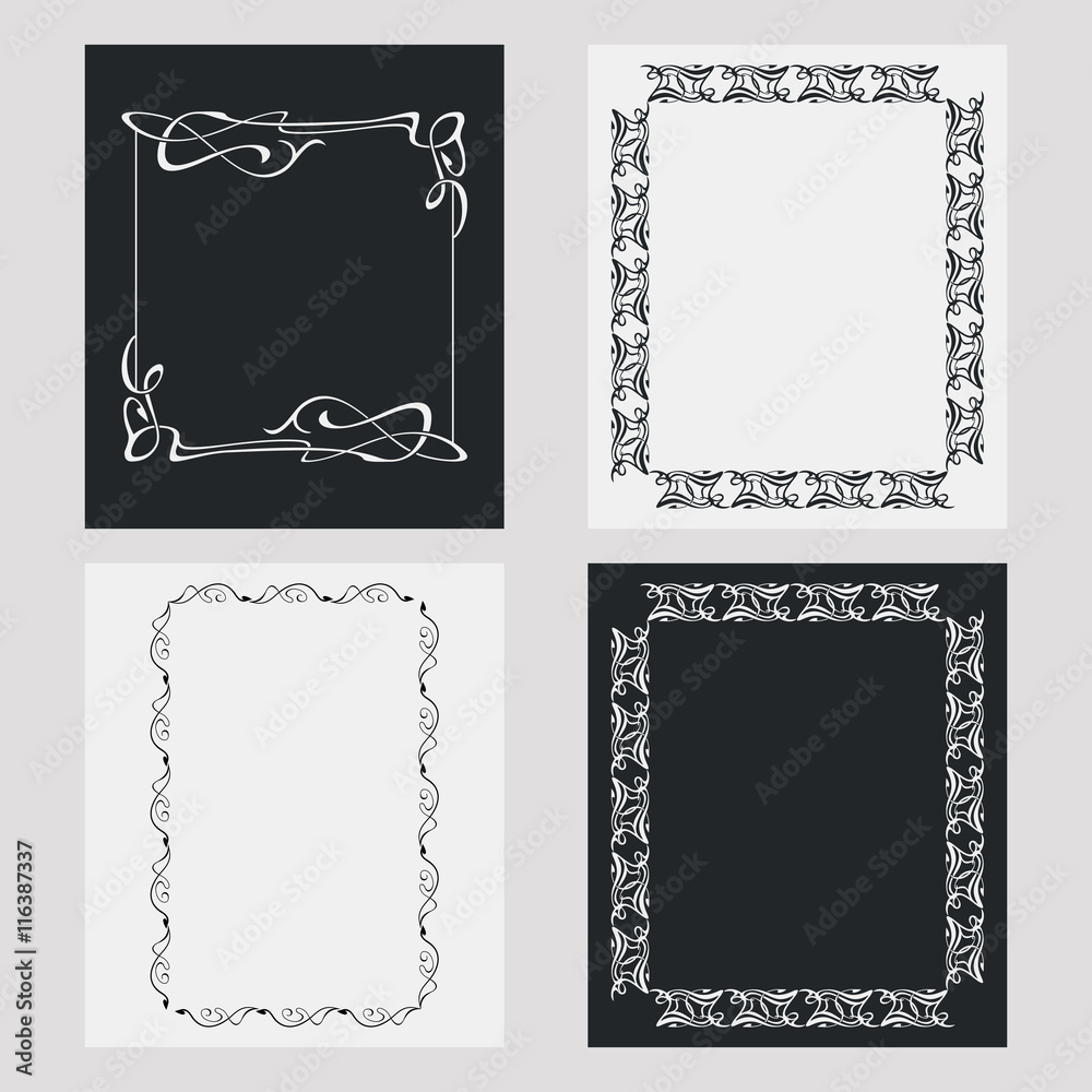 Set of silhouette vertical frames. Design element for banners, labels ...