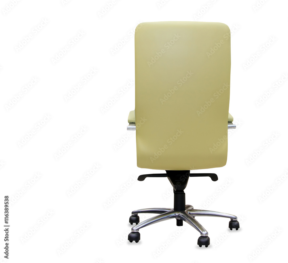 back view of modern office chair from black leather. Isolated Stock ...