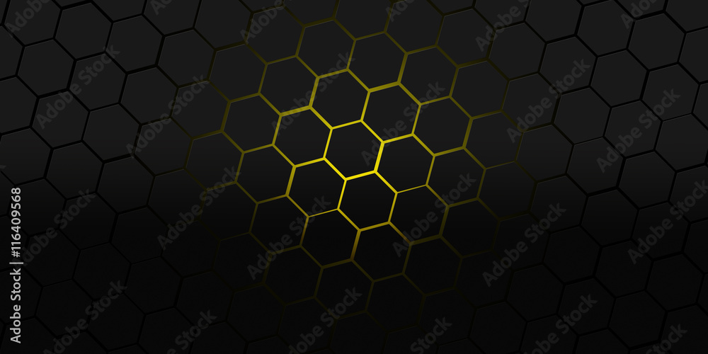 black and yellow hexagons modern background illustration Stock ...