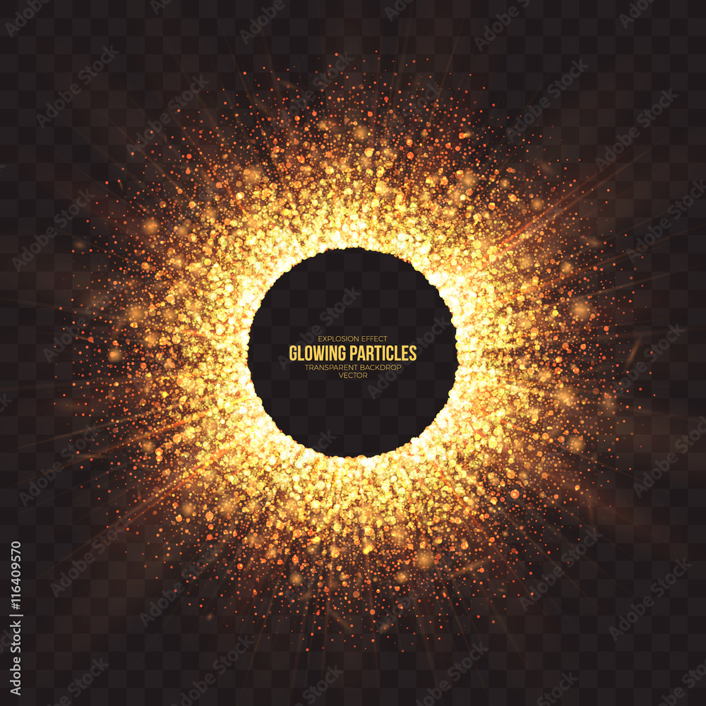 Abstract bright golden shimmer glowing particles transparent vector ...