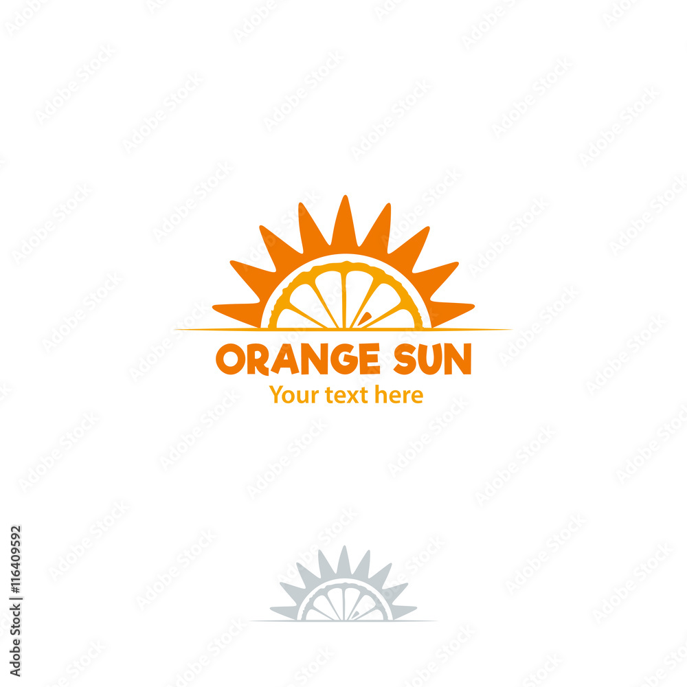 Orange slice and sun logo. Vector illustration on white background ...