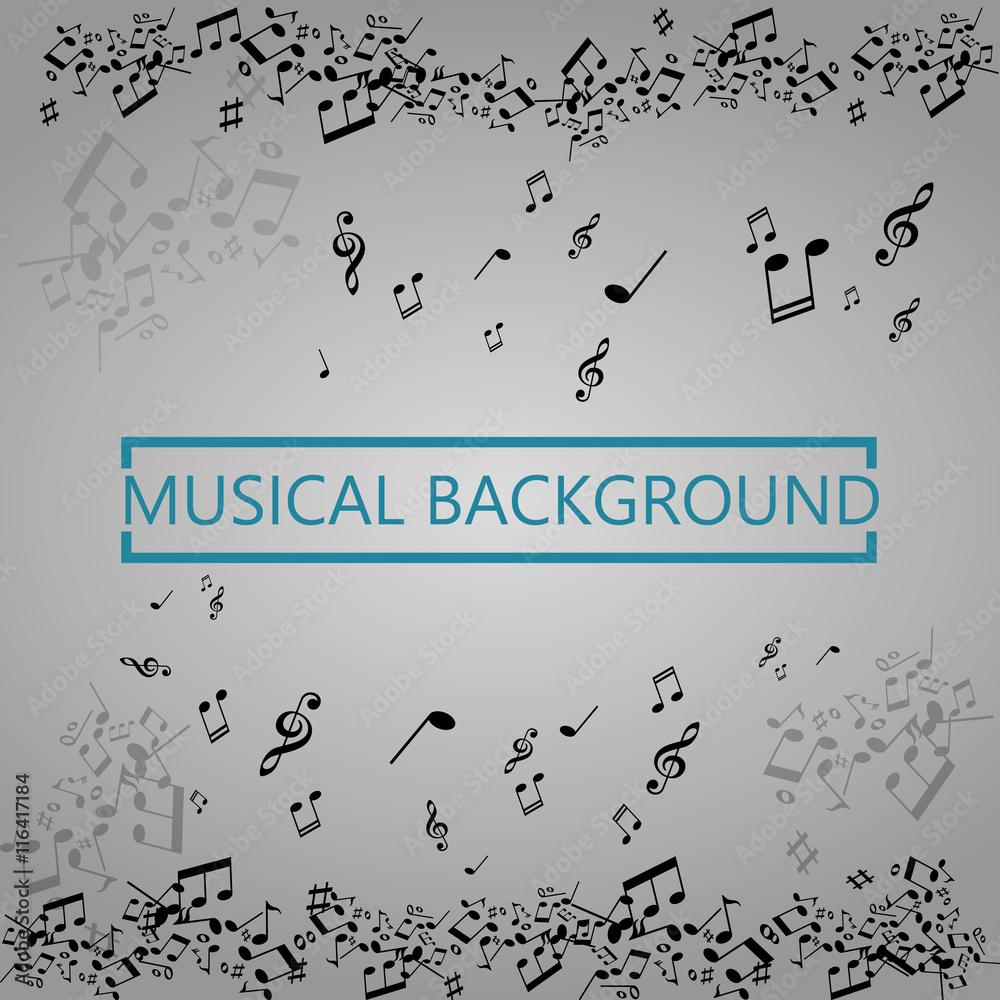 Music notes and shadow.Abstract musical background. Vector illustration ...