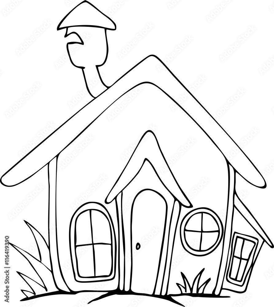 Cartoon hand drawing house Stock Vector | Adobe Stock