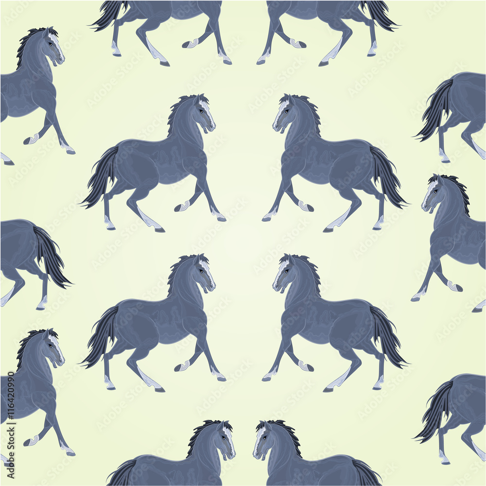 Seamless texture black horses stallions vector illustration Stock ...