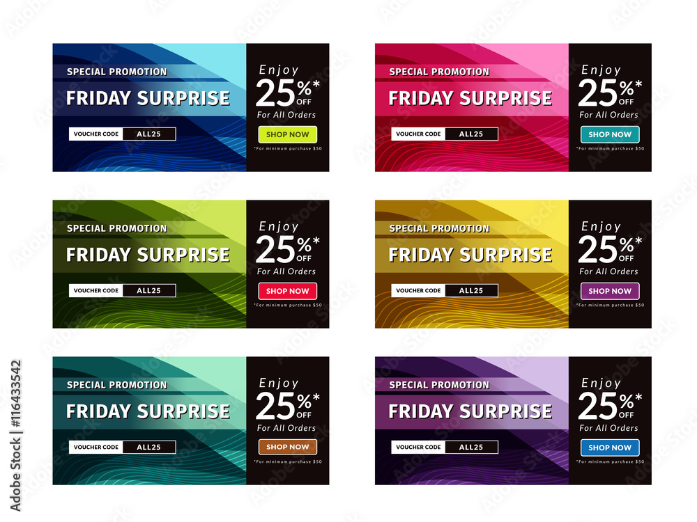 Multipurpose Banner Design in 6 Different Color Themes. Stock Vector ...