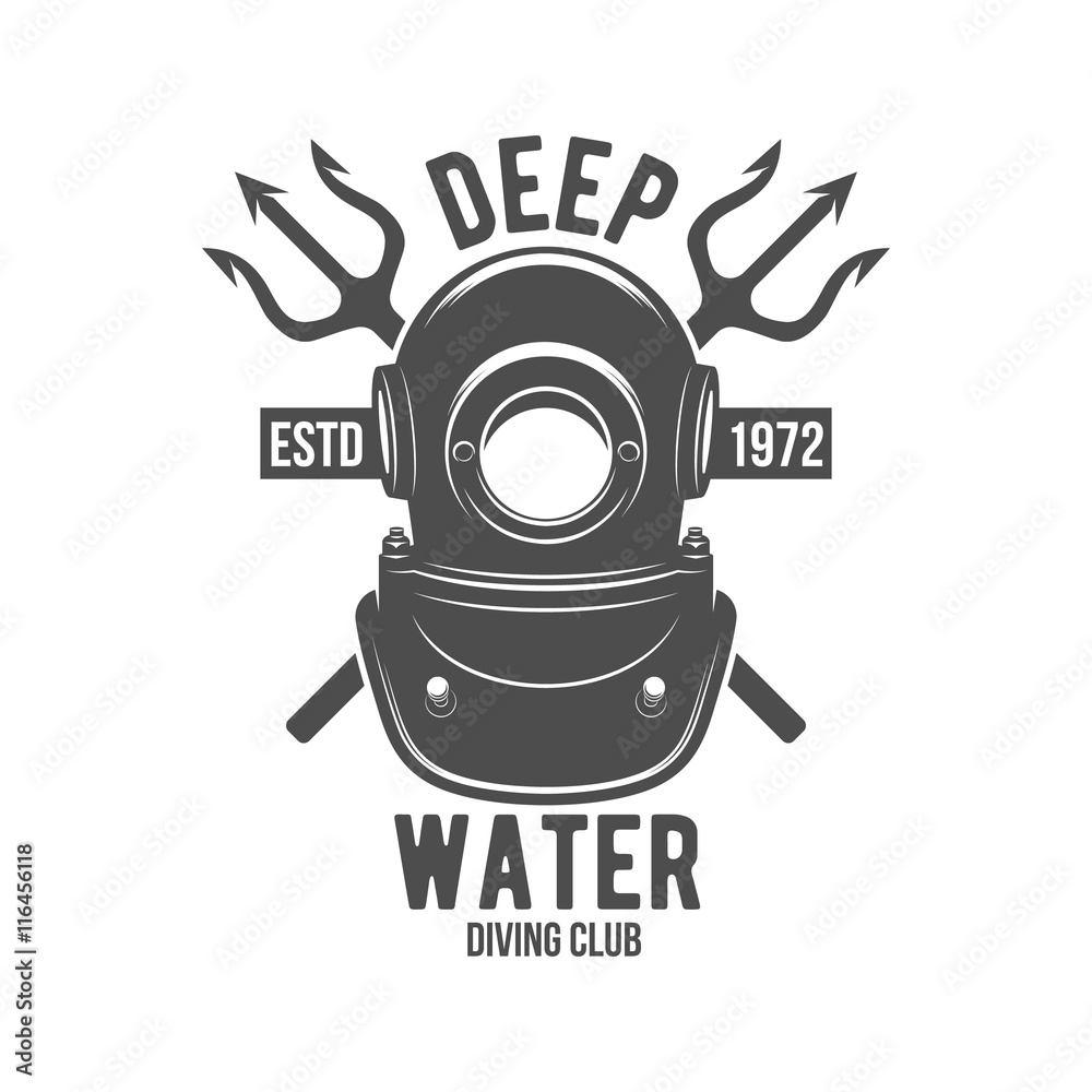 diving vintage labels logos and design elements Stock Vector | Adobe Stock