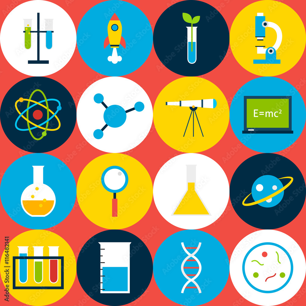 Red Tile Science Background with Circles Stock Vector | Adobe Stock