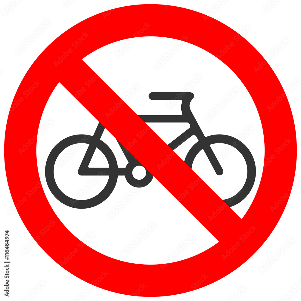 Stop or ban sign with bicycle icon isolated on white background ...