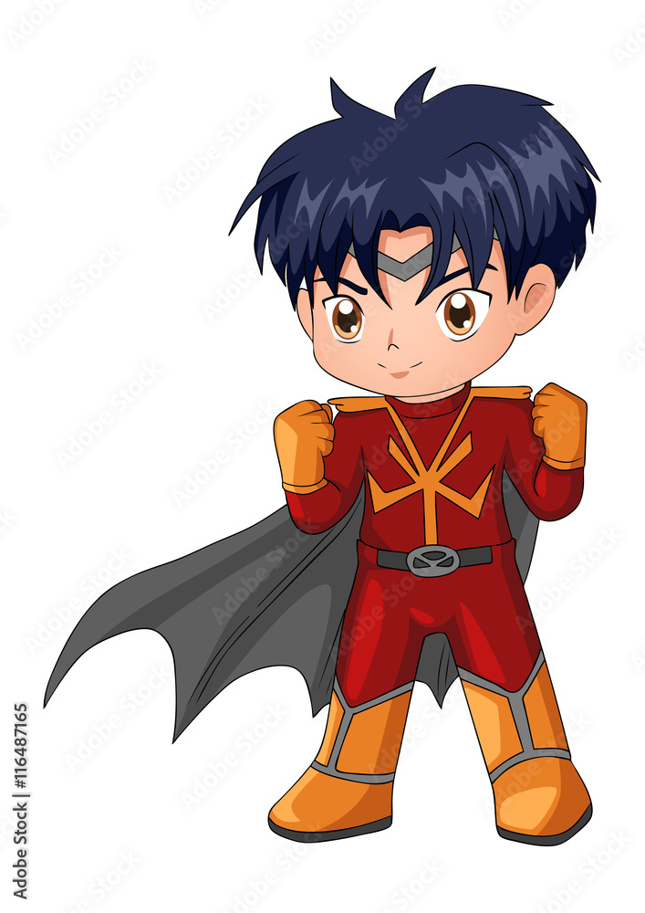 Chibi style illustration of a superhero Stock Vector | Adobe Stock