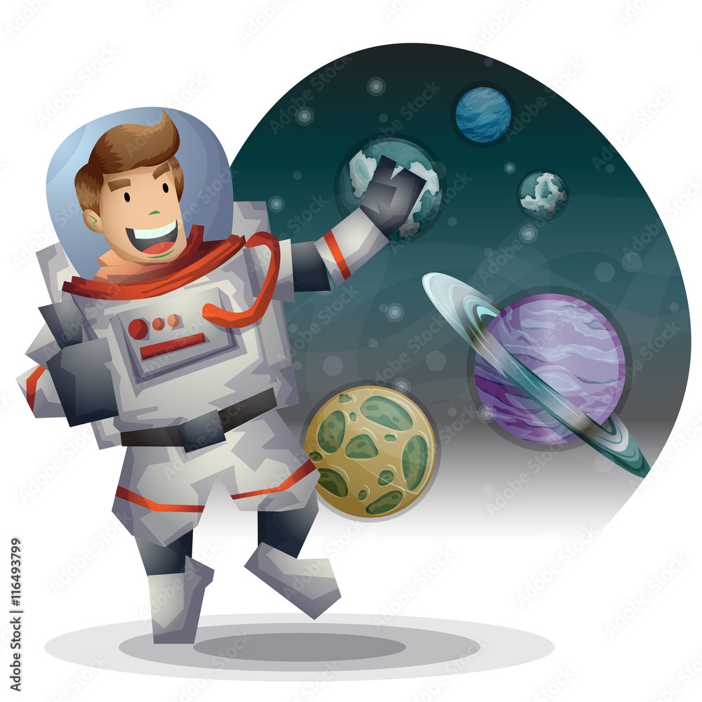 astronaut spaceman vector cartoon with separated layers for game and ...